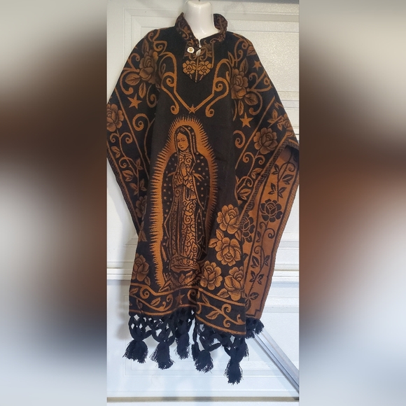 Other | Virgen De Guadalupe Mexican Poncho Rebozo Wrap Gaban | Poshmark